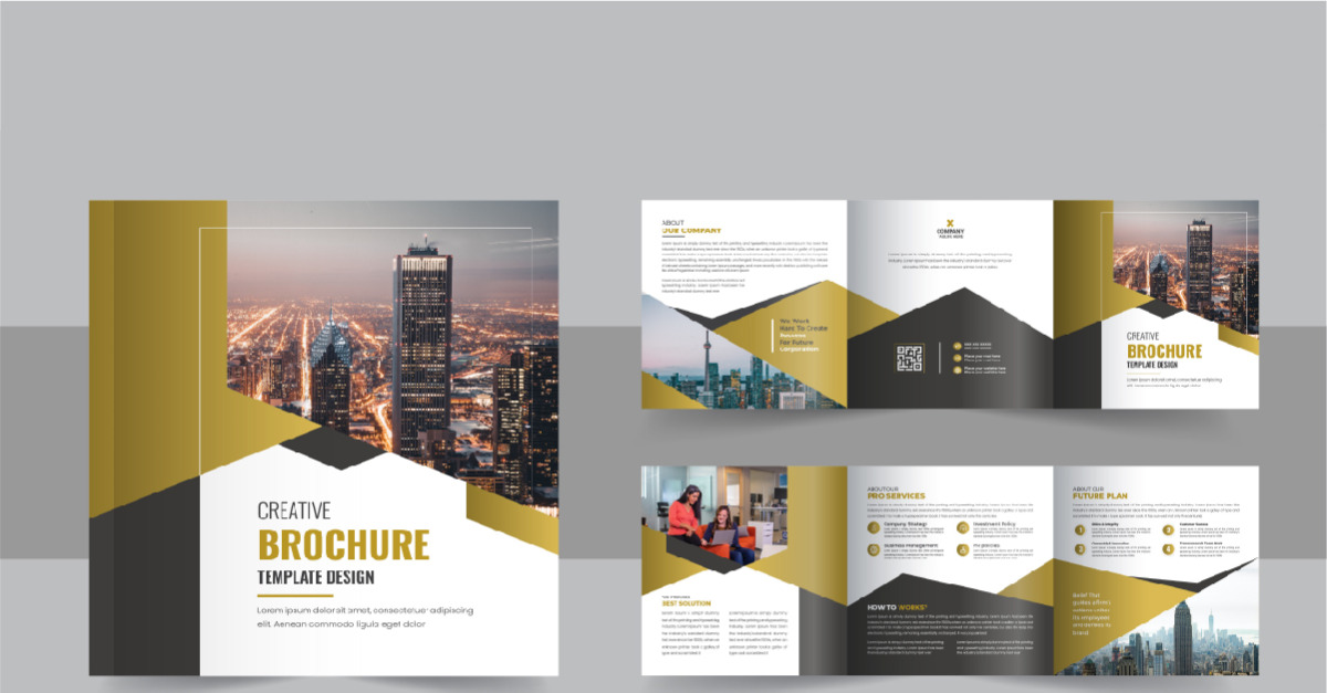 Business square trifold brochure design or Square trifold layout