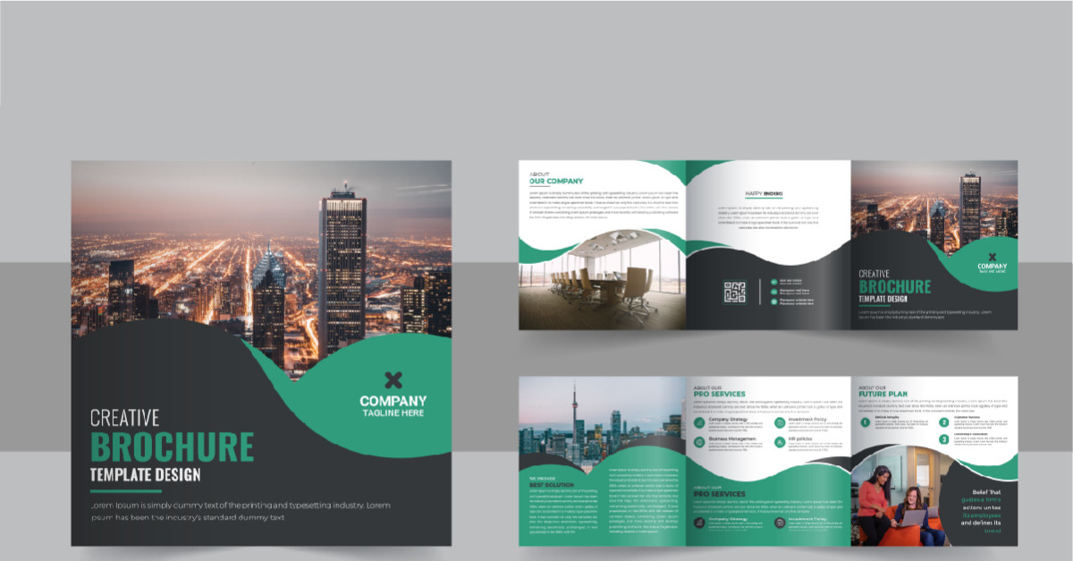Business square trifold brochure layout or Square trifold template
