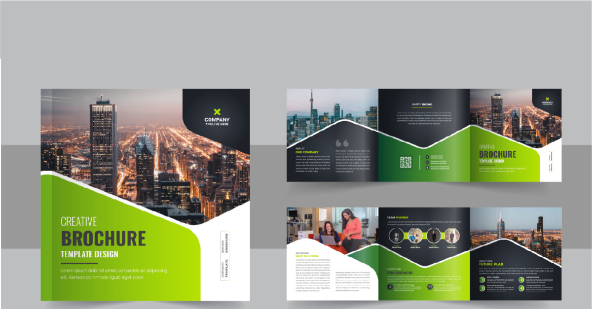 Business square trifold brochure template or Square trifold design