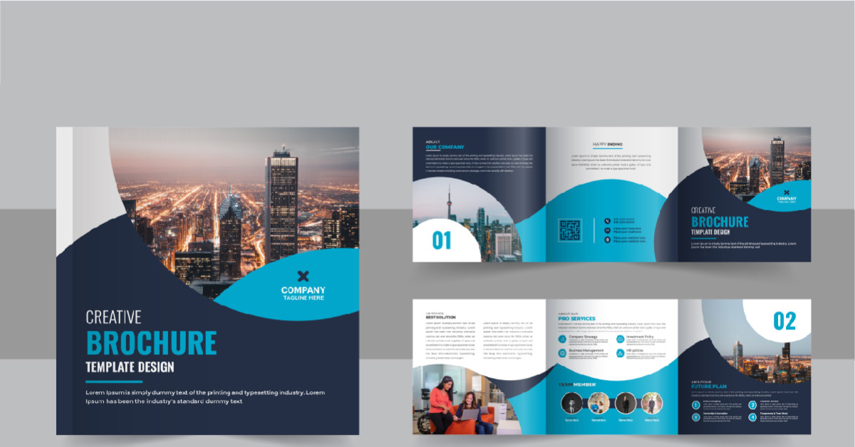 Business square trifold brochure template or Square trifold
