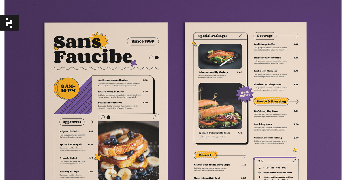 Fast Casual Dining Menu Template #372423 - TemplateMonster