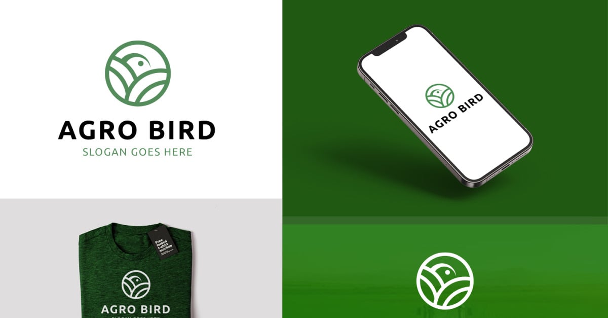 Modern Agro Bird organic farm logo design - TemplateMonster