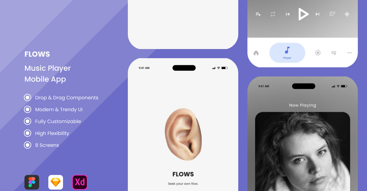 Flows - Music Player Mobile Apps #372765 - TemplateMonster