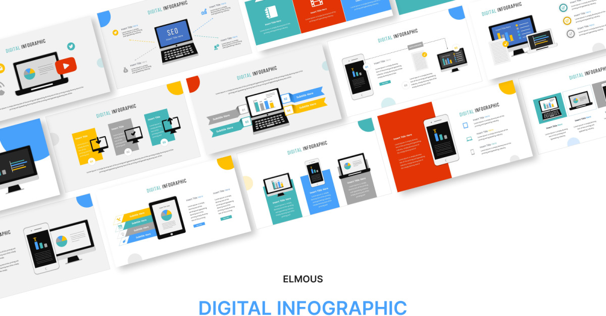 Modelo de infográfico digital em Powerpoint - TemplateMonster