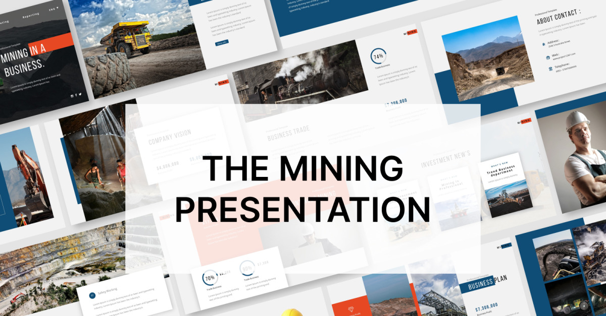 O modelo de apresentação do Powerpoint de mineração