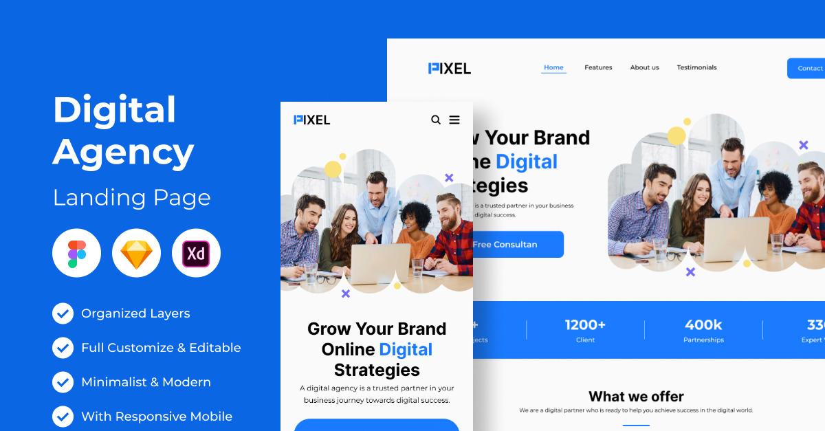 Pixel - Digital Agency Landing Page - TemplateMonster