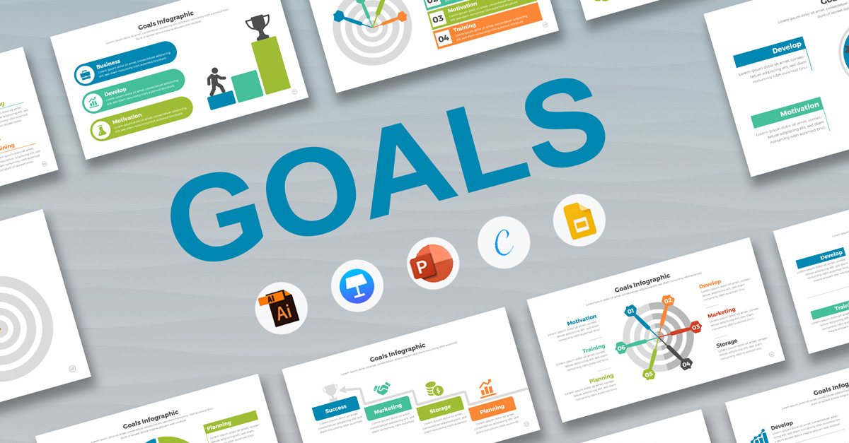 Goals Infographic Keynote Templates #372871 - TemplateMonster
