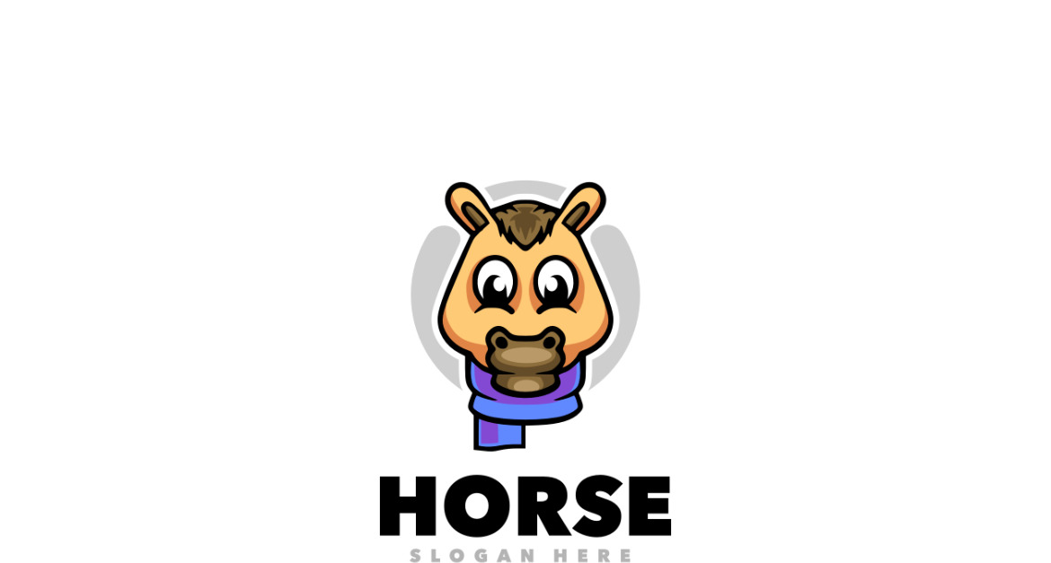 At kafası maskotu çizgi film logosu tasarımı illüstrasyonu