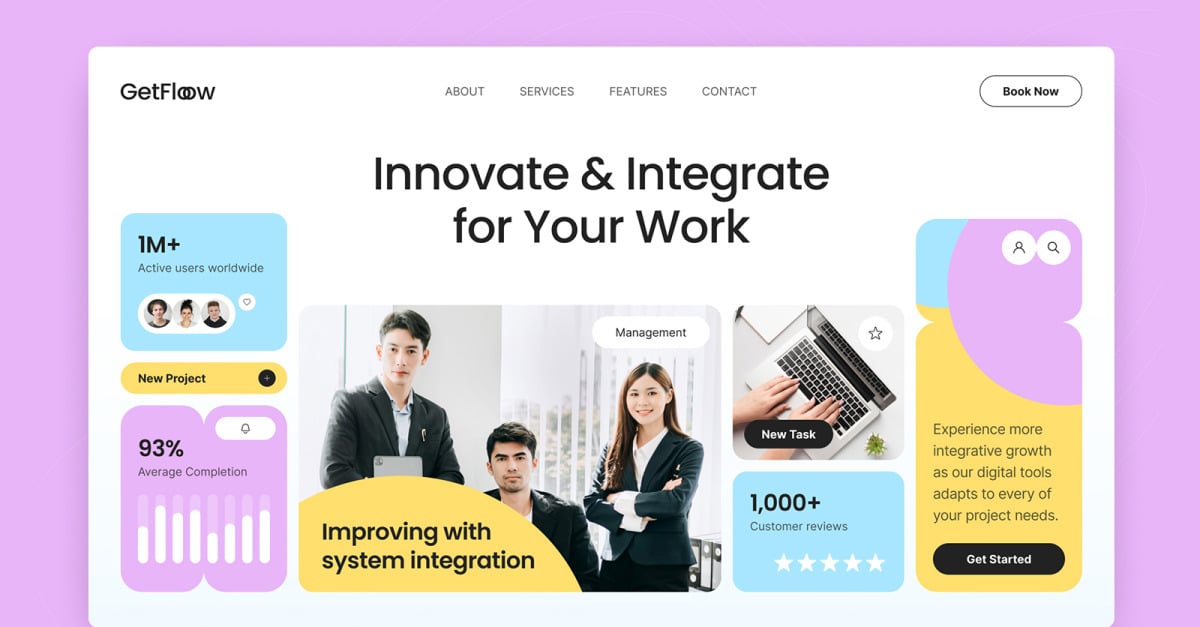 GetFlow - SAAS Project Management Hero Section Figma Template