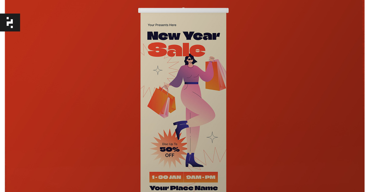 New Year Sale Roll Up Banner #372914 - TemplateMonster