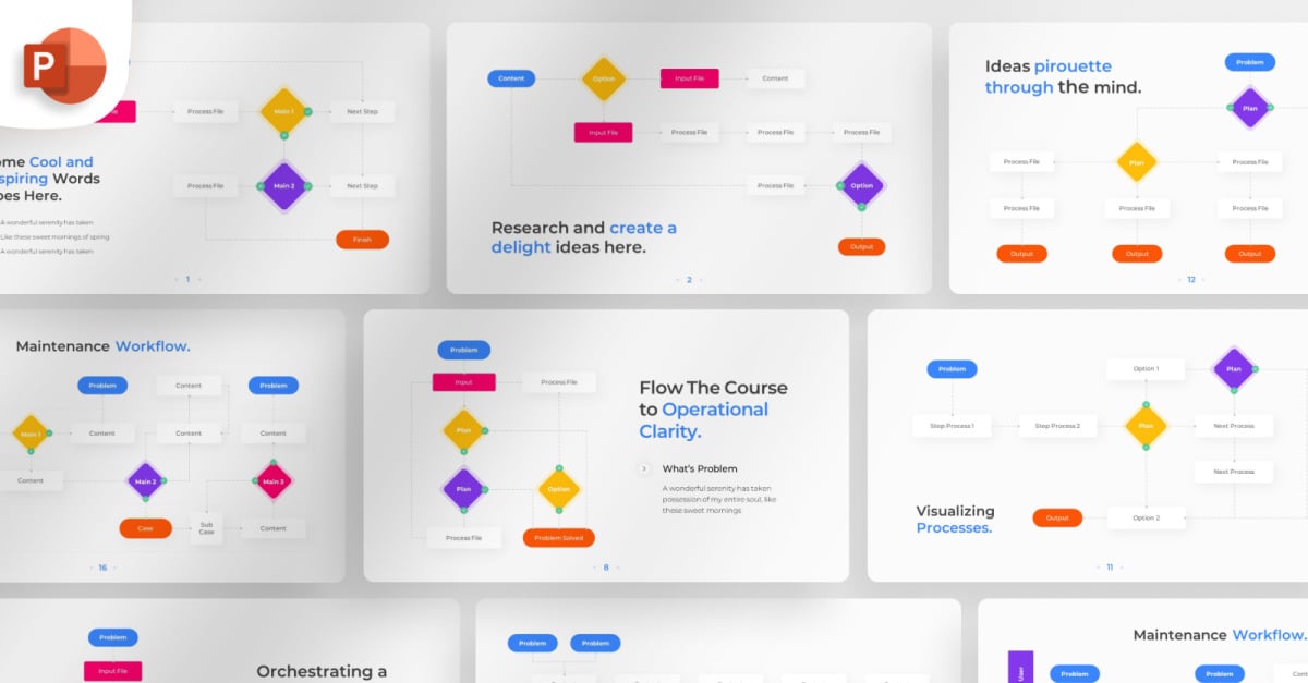 Flussdiagramm-PowerPoint-Infografik-Vorlage - TemplateMonster