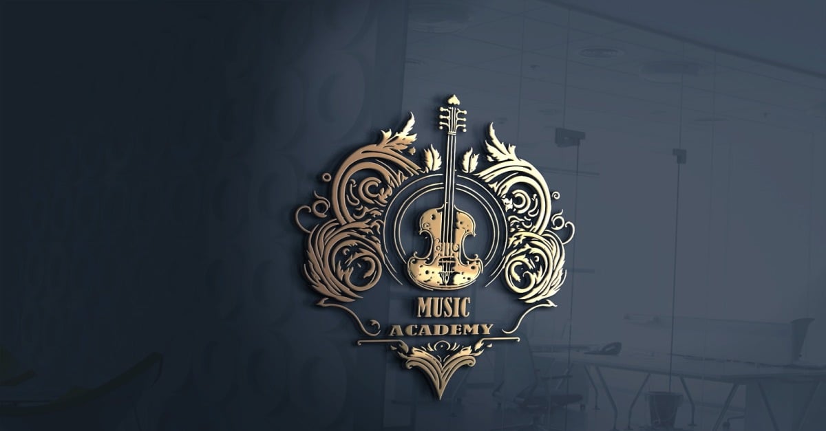 Music Academy With A Guitar Logo Vector File