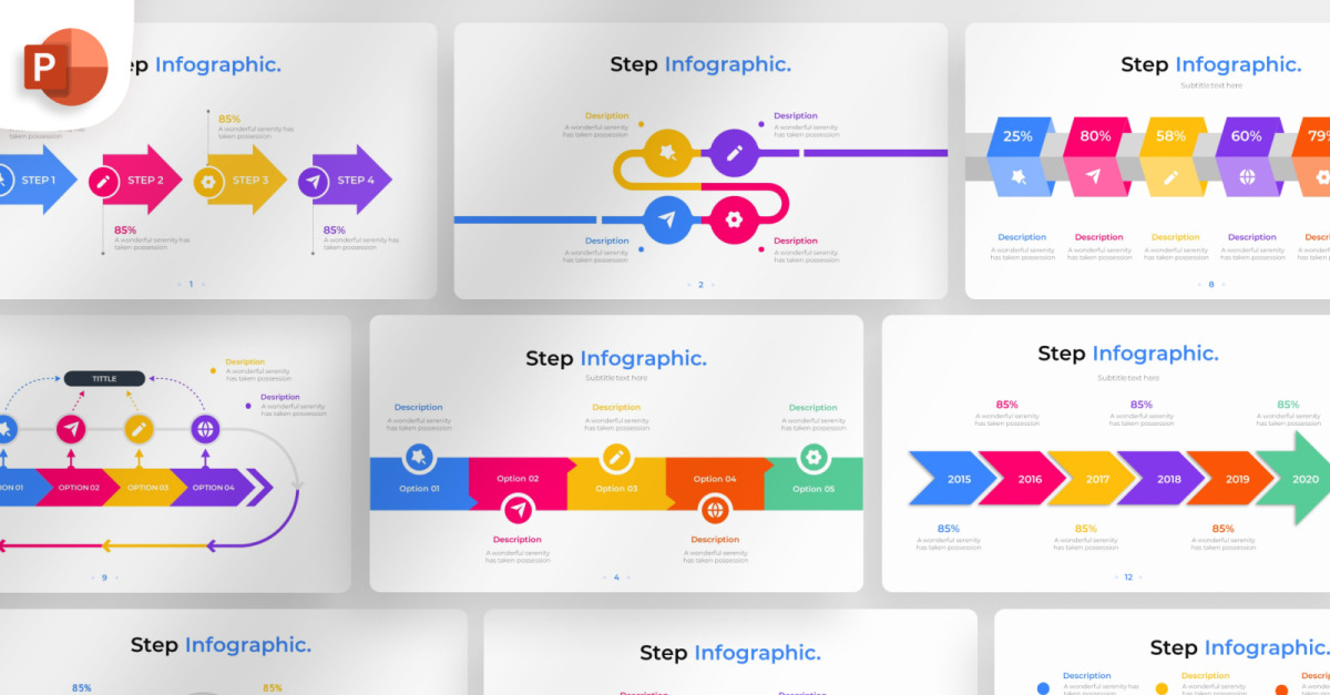 Modèle d'infographie PowerPoint d'étape créative