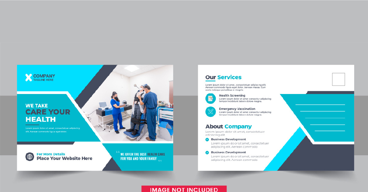 Modello di cartolina sanitaria o layout di progettazione cartolina ...