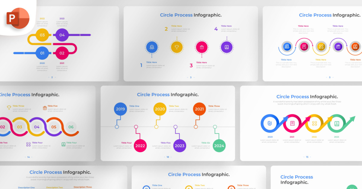 Modello di infografica PowerPoint sul processo del cerchio