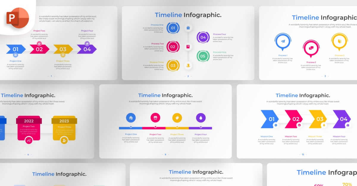 Modelo de infográfico do PowerPoint para linha do tempo