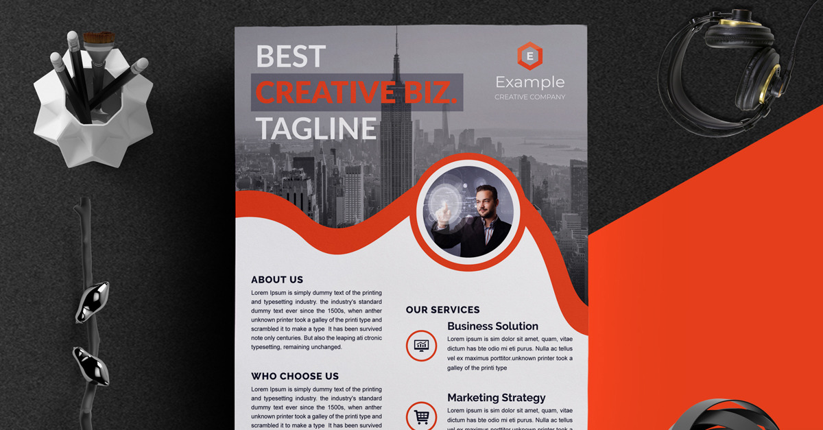 Flyer Orange Creative Marketing Strategy Modern Design