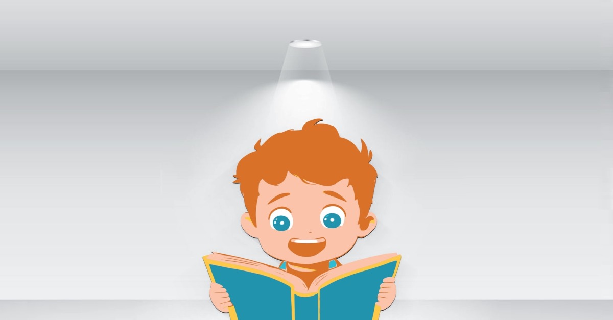 Cute Little Boy Studying Vector File - TemplateMonster