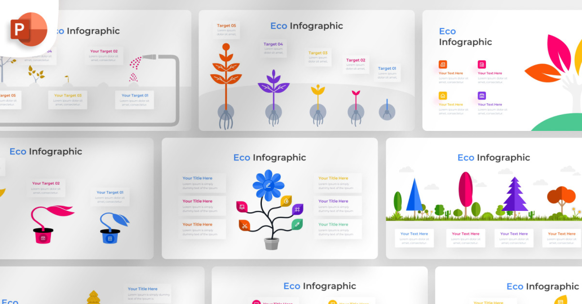 Modèle d'infographie Eco PowerPoint - TemplateMonster