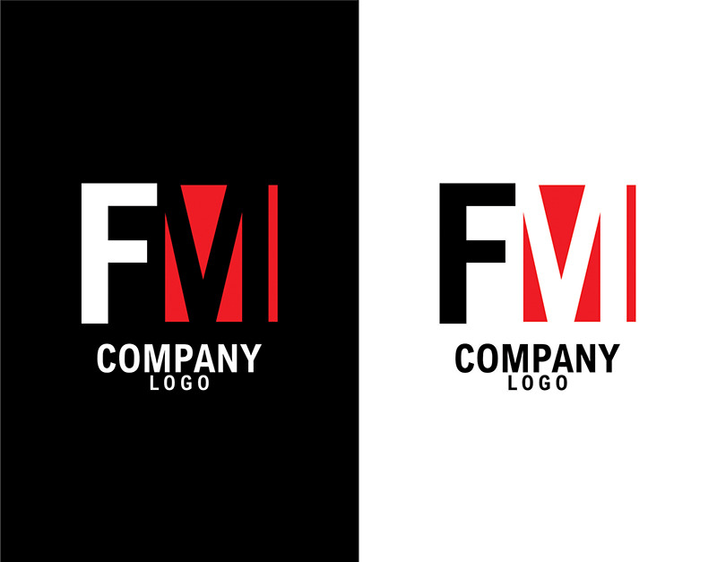 Písmeno fm, mf abstraktní společnost nebo návrh loga značky
