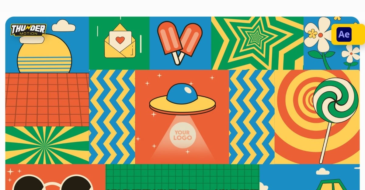 Retro Collage Background - After Effects Template