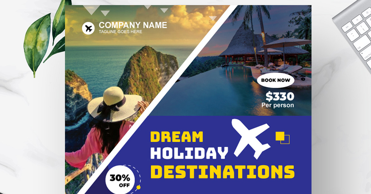 Layout de modelos de design de folheto de viagem