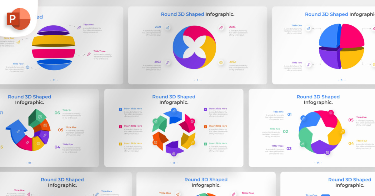 Modèle d'infographie PowerPoint en forme ronde en 3D