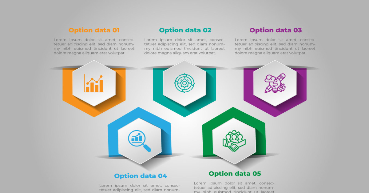 Simple half polygon style vector infographic design