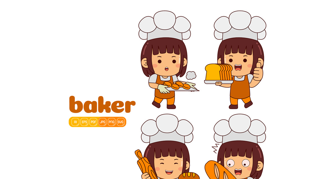 Cute Baker Girl Vector Pack #01 #373838 - TemplateMonster