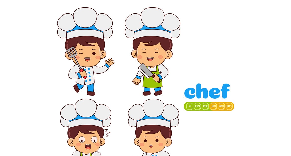 Cute Chef Boy Vector Pack #01 #373818 - TemplateMonster