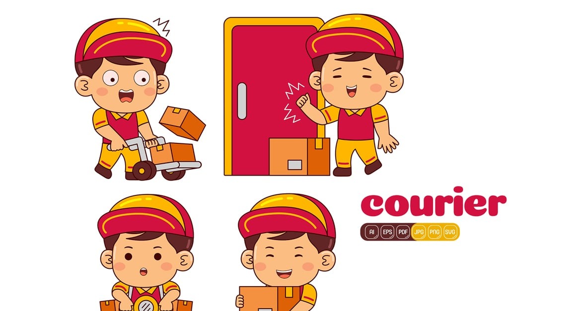 Cute Courier Boy Vector Pack #02 #373829 - TemplateMonster