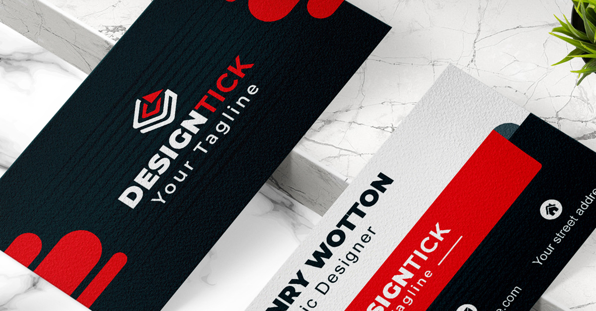 Red Color Business Card template layout - TemplateMonster