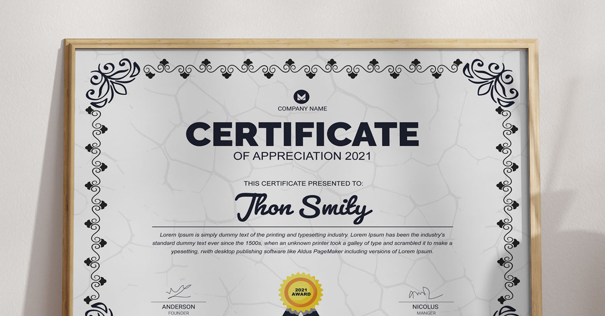 Modern Certificate Templates Layout #373906 - TemplateMonster