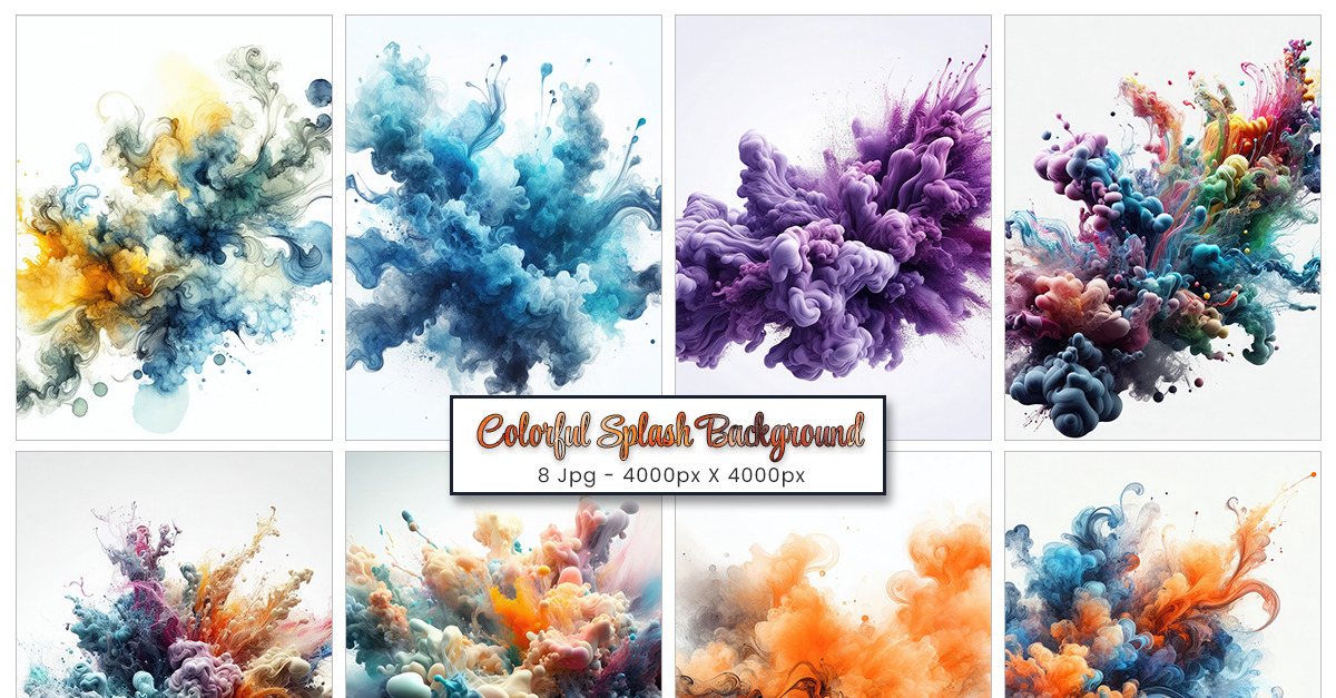 Colorful ink paint splash powder explosion background