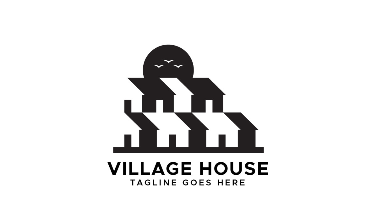 Plantilla de diseño de logotipo de ciudad de casa de pueblo