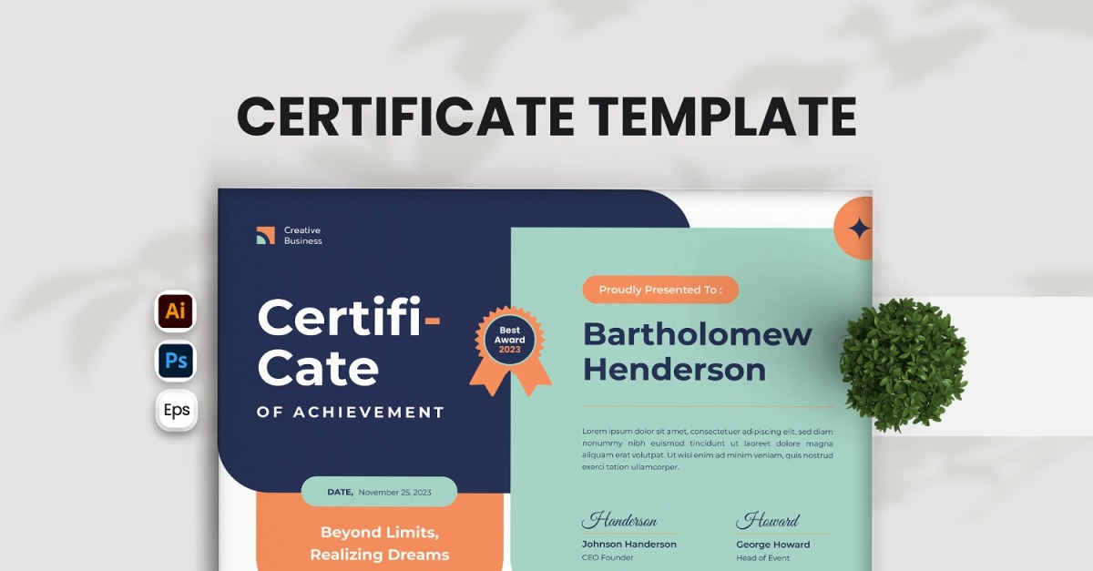 Minimalist Achievement Certificate #374182 - TemplateMonster