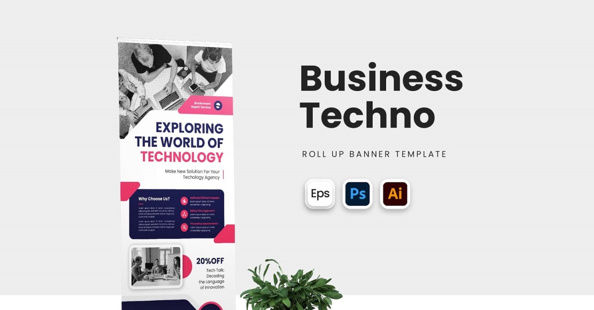Banner enrollable de tecno empresarial - TemplateMonster