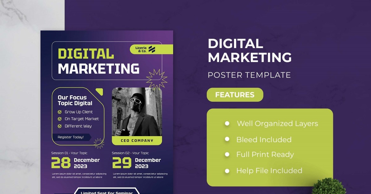 Digital Marketing Poster Template #374268 - TemplateMonster