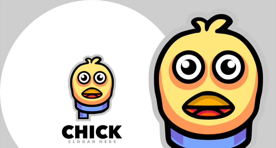 Diseño de logotipo de mascota cabeza de pollito.