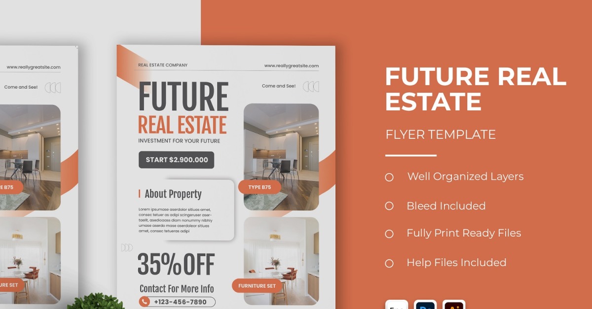 Future Real Estate Flyer Template #374218 - TemplateMonster