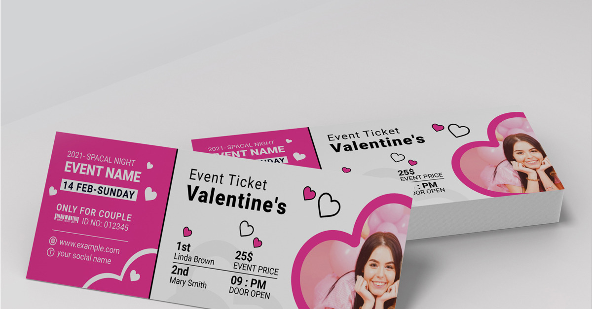 Plantilla de entrada para el evento de San Valentín