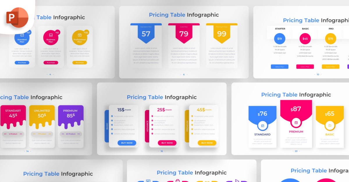 Tableau de prix Modèle d'infographie PowerPoint