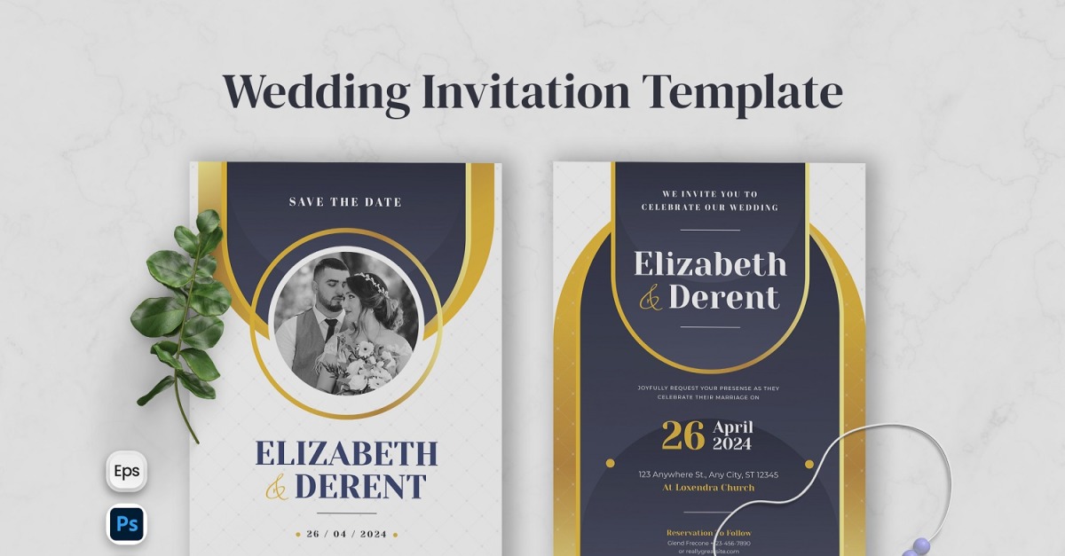 Blue Concept Wedding Invitation Template - TemplateMonster