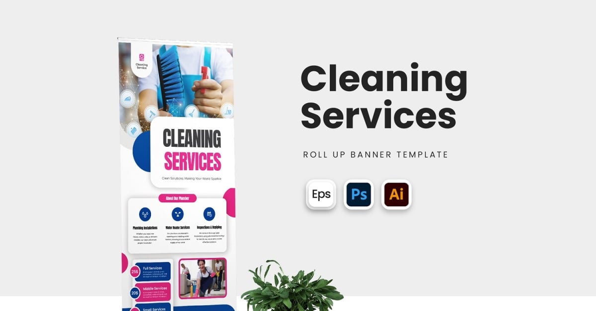 Cleaning Service Roll Up Banner #374301 - TemplateMonster