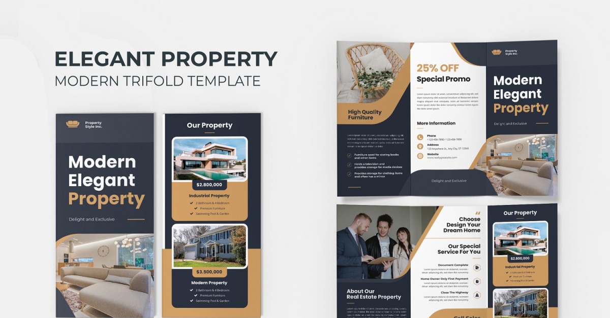 Elegant Property Trifold Brochure #374310 - TemplateMonster