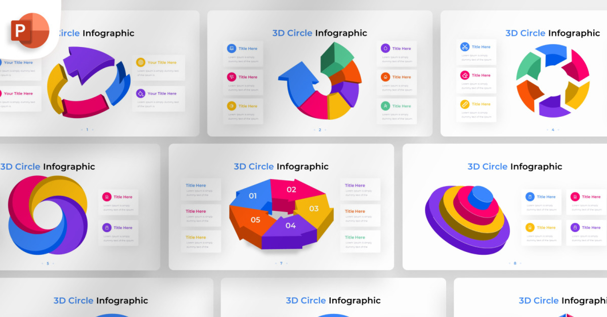 Modèle d'infographie PowerPoint de cercle créatif 3D