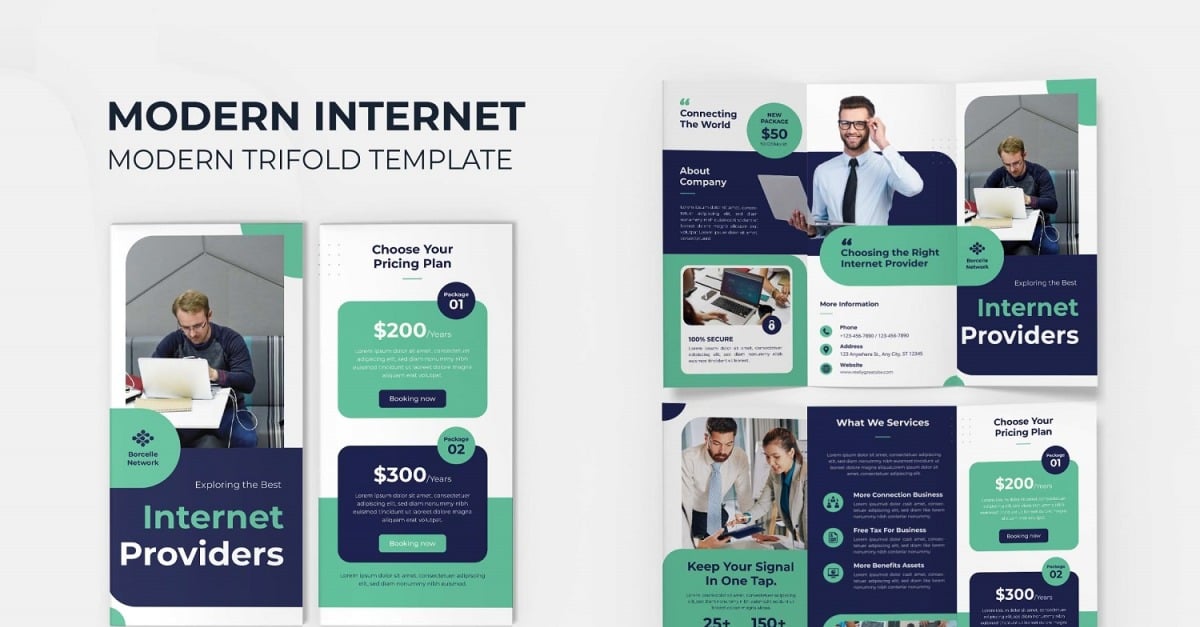 Modern Internet Providers Trifold Brochure - TemplateMonster