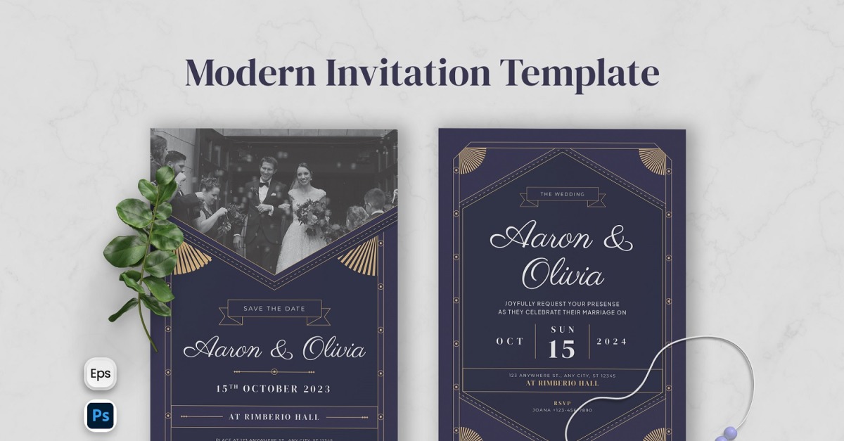 Modern Wedding Invitation Template #374316 - TemplateMonster