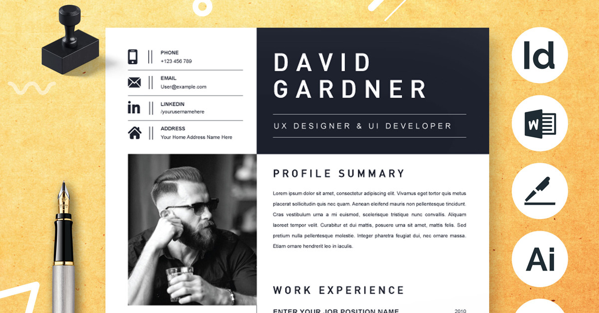 Creative Modern Resume Template with Photo Layout