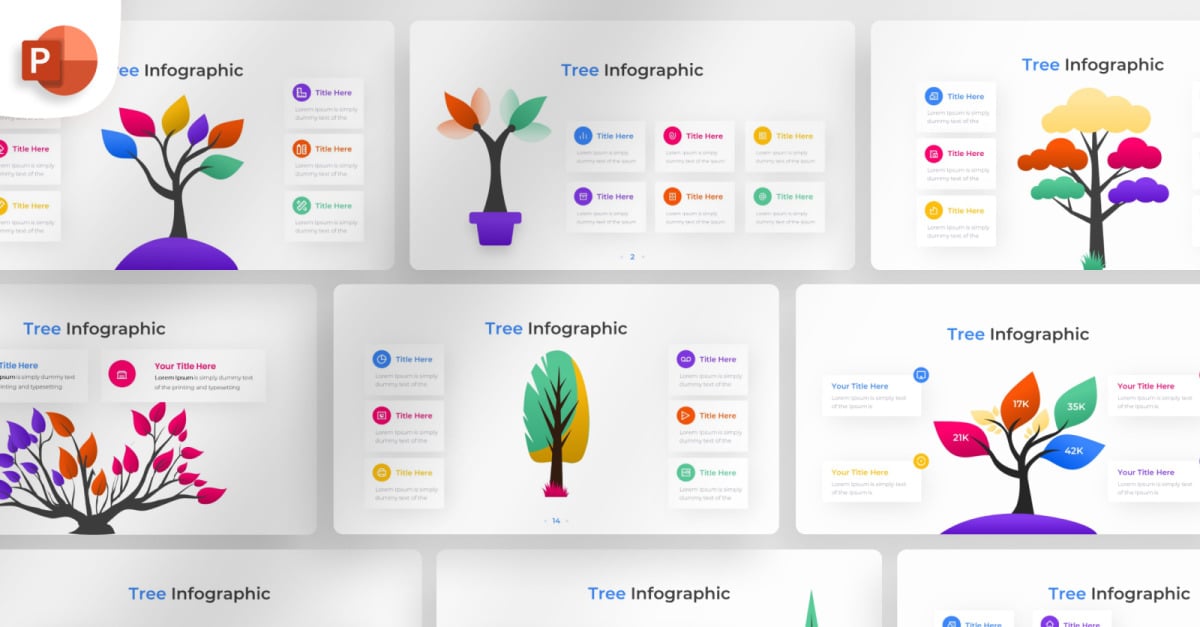 Modèle d'infographie PowerPoint d'arbre